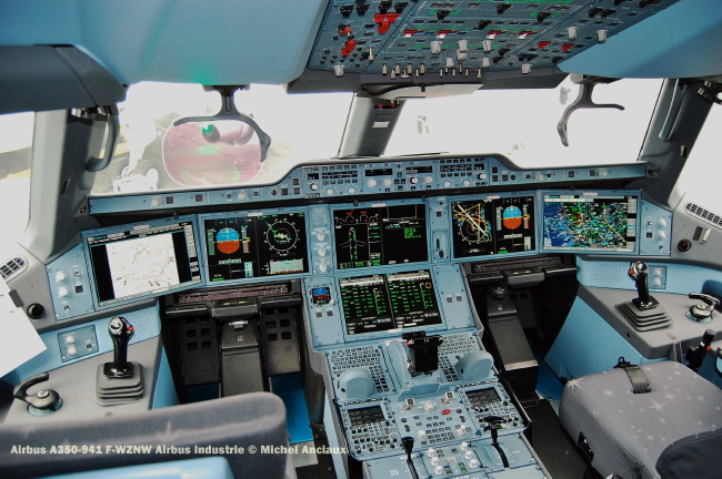 655 Cockpit of Airbus A350-941 F-WZNW Airbus Industrie © Michel Anciaux ...